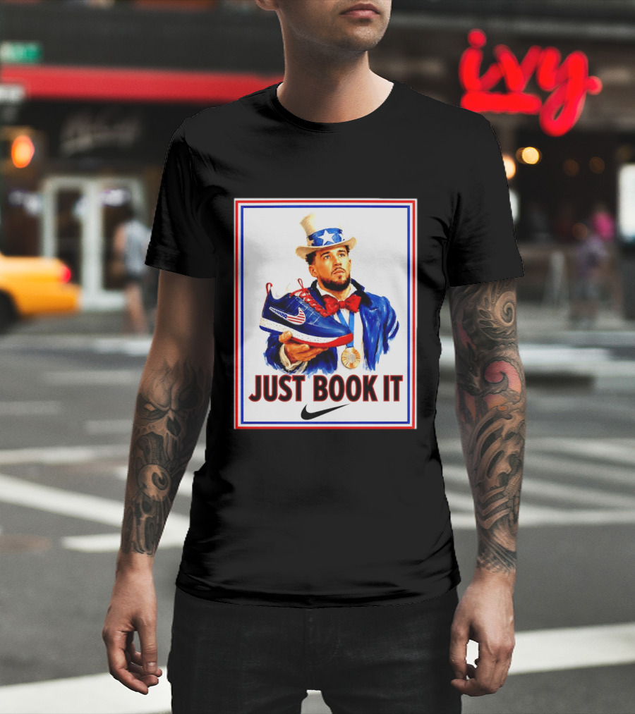 Just Book It Devin Booker Uncle Sam Gold Medal Nike Sneaker T-Shirt
