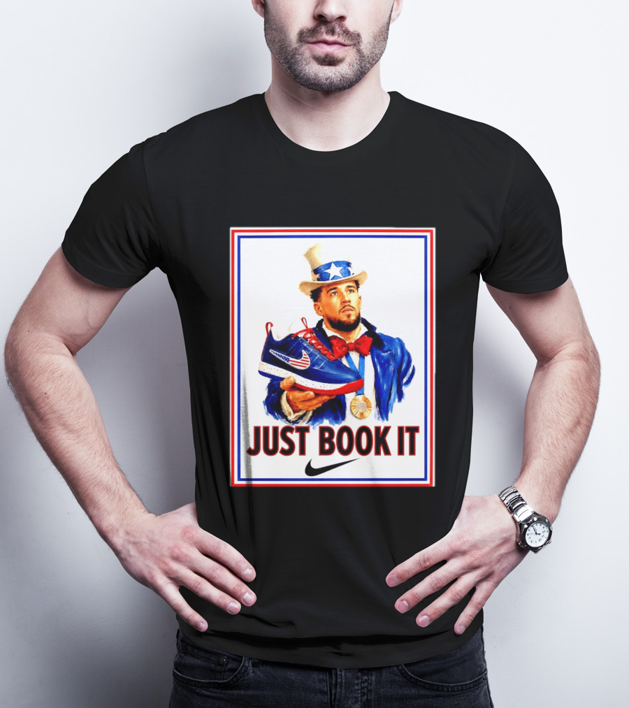 Just Book It Devin Booker Uncle Sam Gold Medal Nike Sneaker T-Shirt