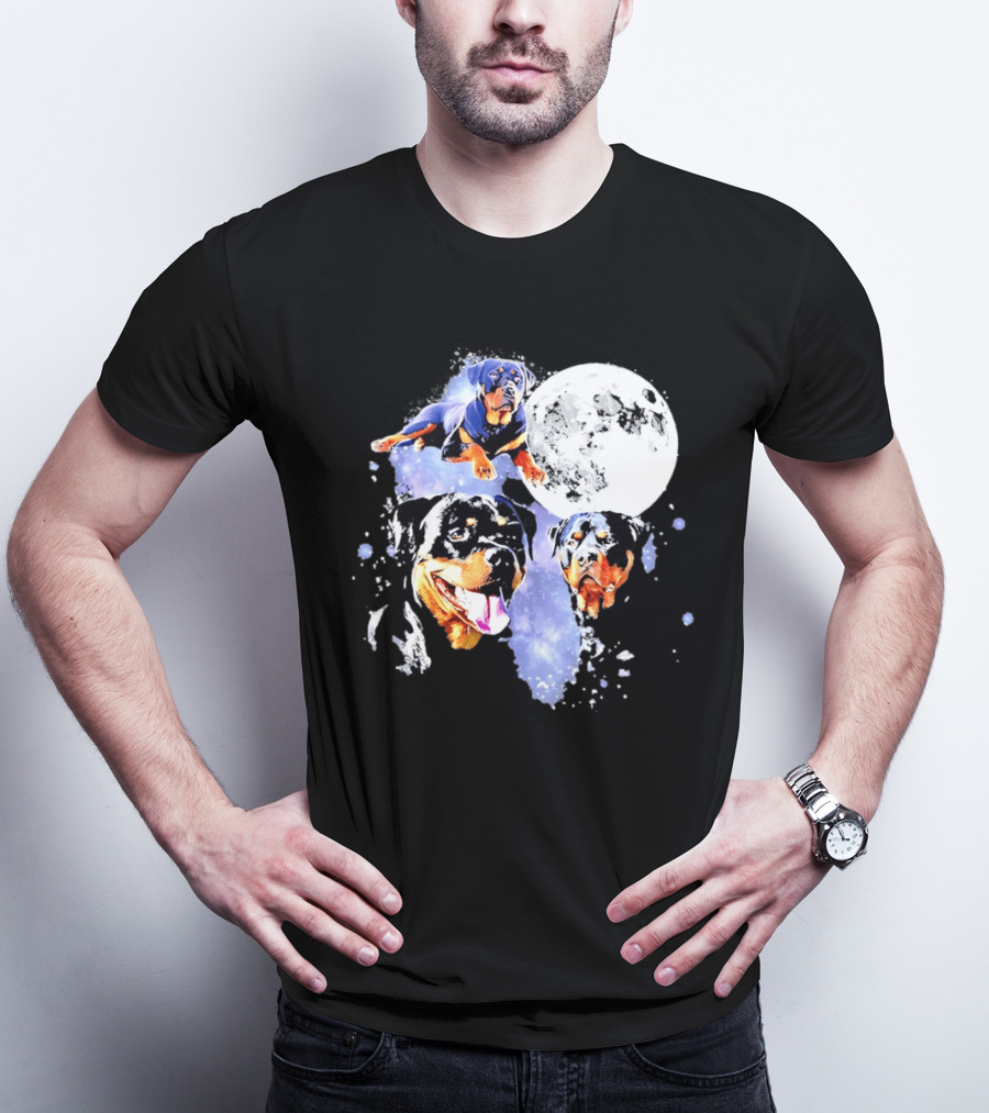 Rottweiler Galaxy Moon Space Celestial Dog Breed Lover Pet Owner Lunar Canine Adventure T-Shirt