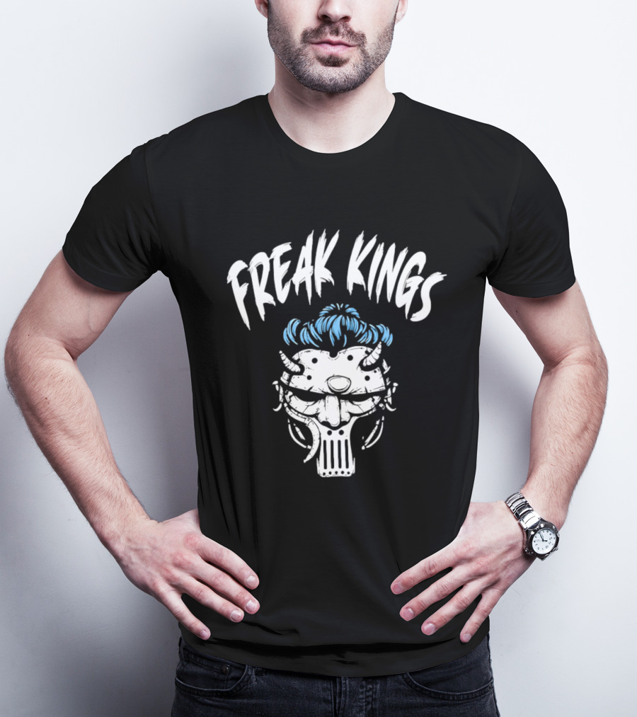 Freak Kings Horned Skull Blue Hair T-Shirt