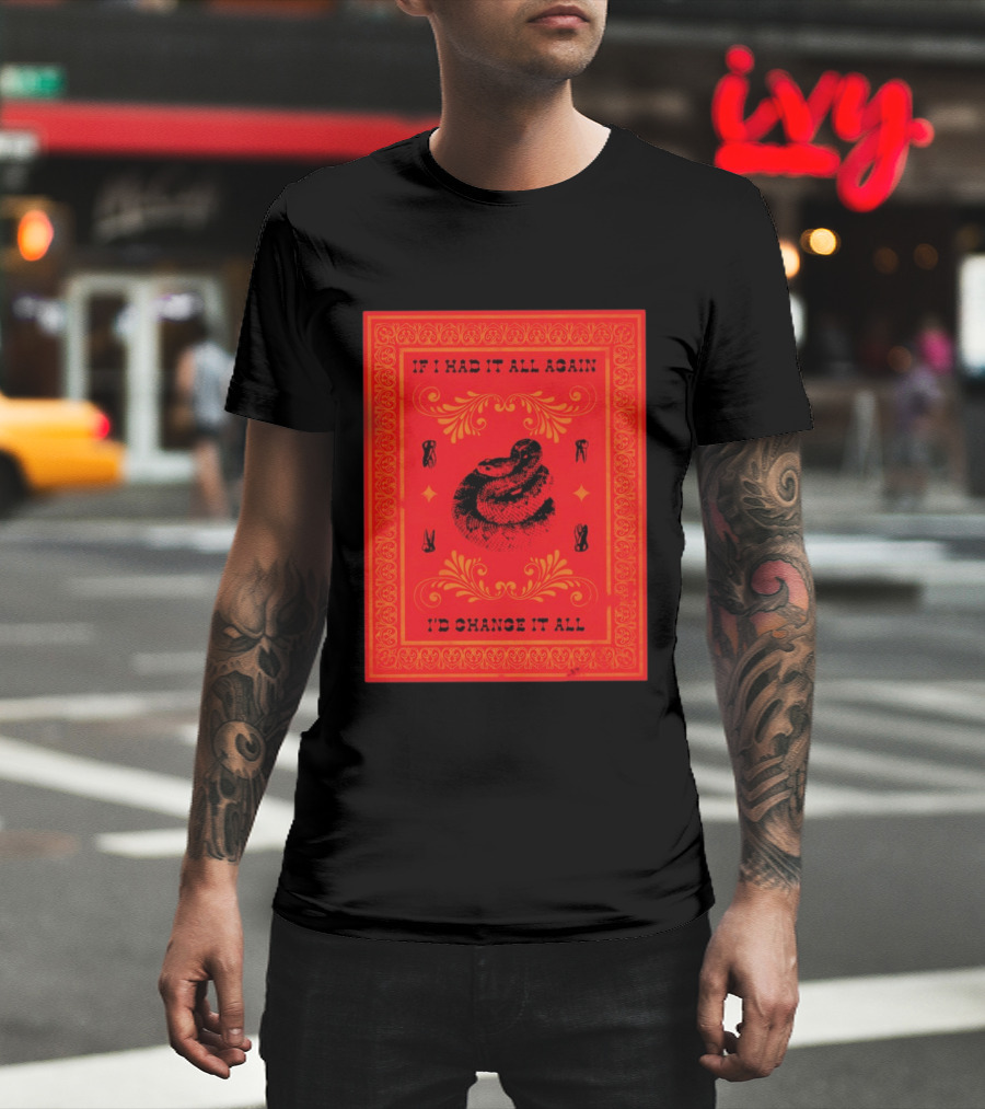 If I Had It All Again I'd Change It All Rattlesnake Western Red Bandana T-Shirt
