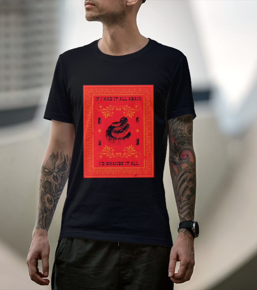 If I Had It All Again I'd Change It All Rattlesnake Western Red Bandana T-Shirt