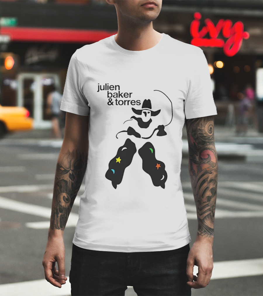 Julien Baker And Torres Cowboy Figure With Colorful Star Accents T-Shirt