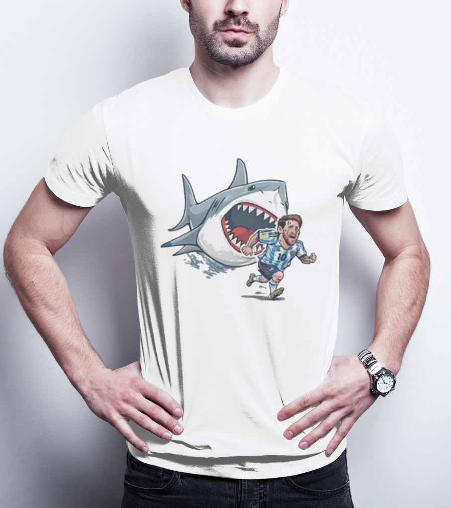 Cape Verde Brainrot Messi Shark Chase Soccer Humor T-Shirt