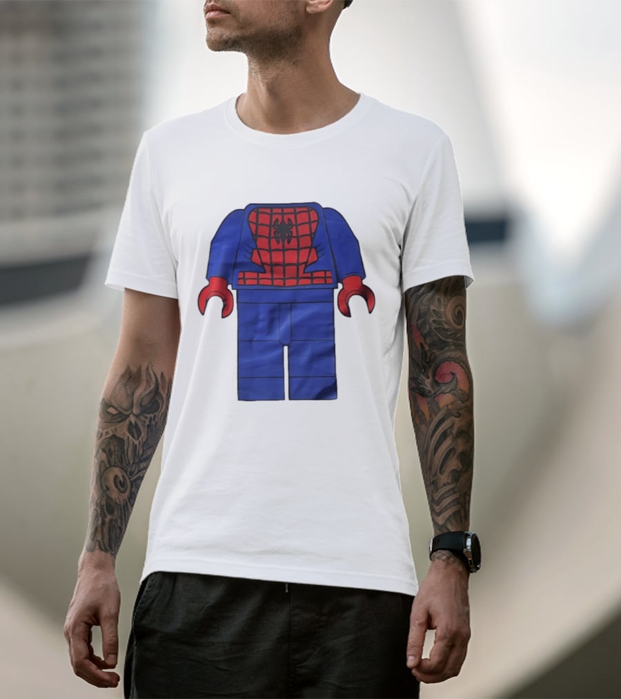 Lego Spider Man Minifigure Marvel Super Hero Iconic Costume Red And Blue Suit T-Shirt