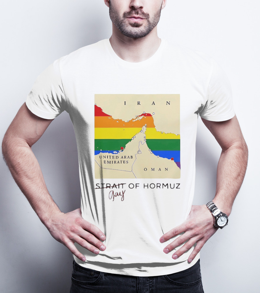 Strait Of Hormuz Map Pride Rainbow Gay Wordplay Pun T-Shirt