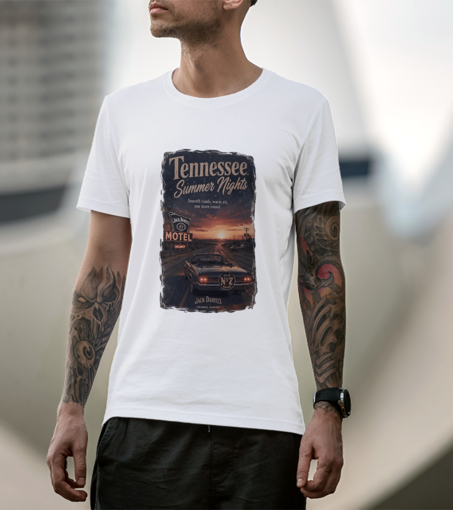 Tennessee Summer Nights Jack Daniel's Motel Smooth Roads Warm Air Old No. 7 Lynchburg T-Shirt