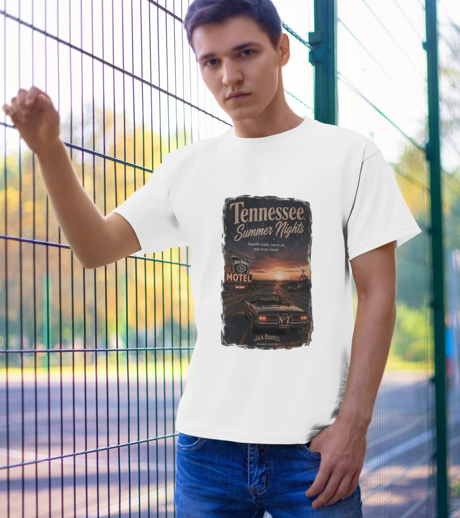 Tennessee Summer Nights Jack Daniel's Motel Smooth Roads Warm Air Old No. 7 Lynchburg T-Shirt