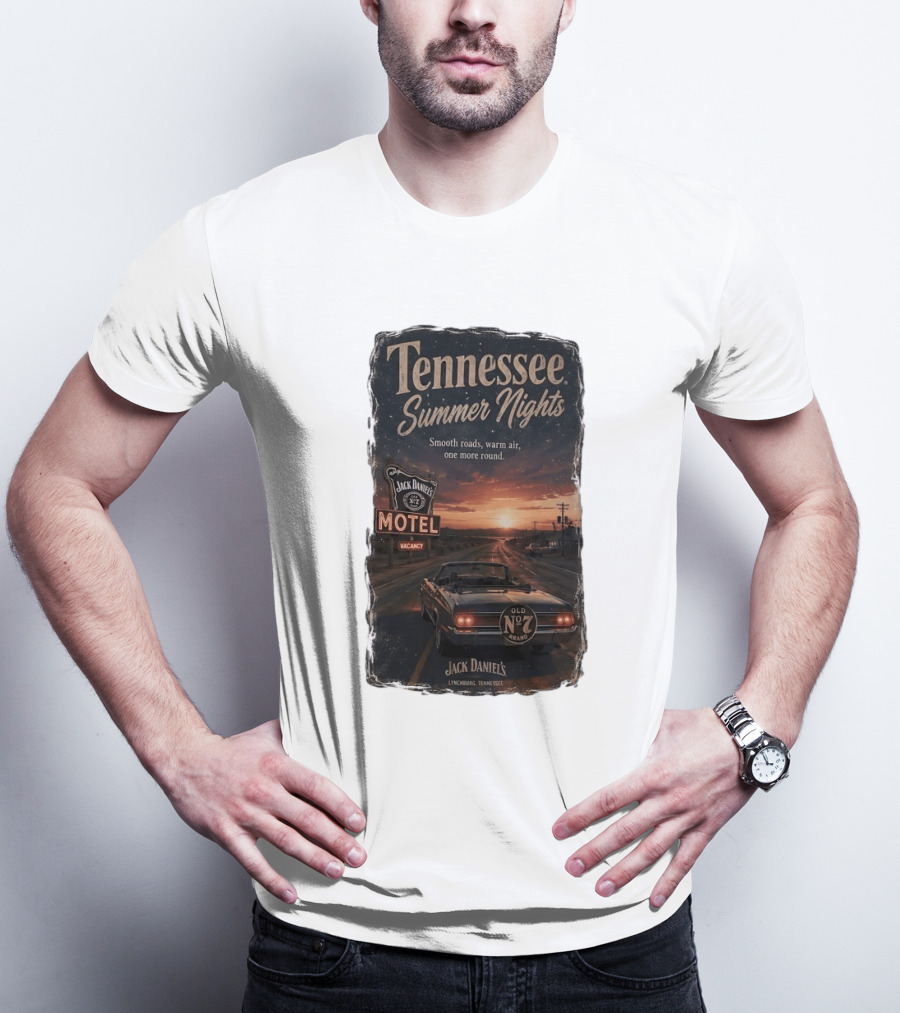 Tennessee Summer Nights Jack Daniel's Motel Smooth Roads Warm Air Old No. 7 Lynchburg T-Shirt