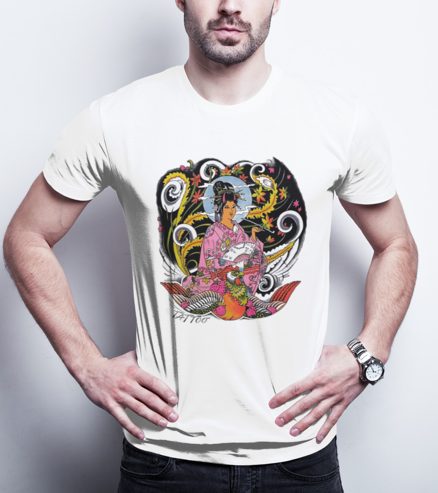 Geisha Tattoo Japanese Traditional Phoenix Kimono T-Shirt