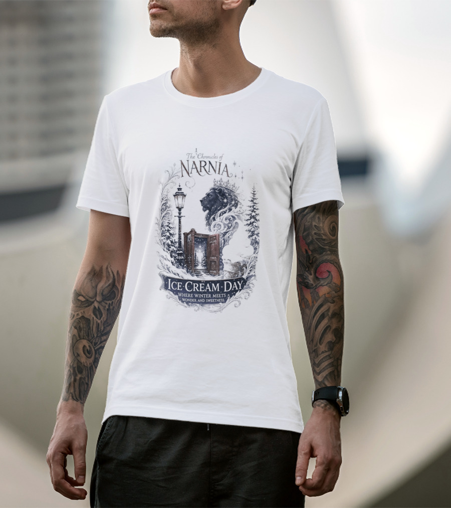 Narnia Ice Cream Day Winter Meets Wonder Aslan Wardrobe T-Shirt