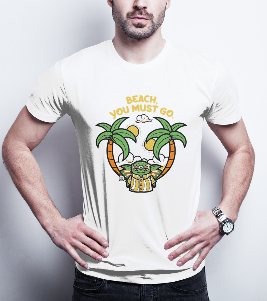 Grogu Hawaiian Outfit Beach You Must Go Palm Trees Sunglasses T-Shirt