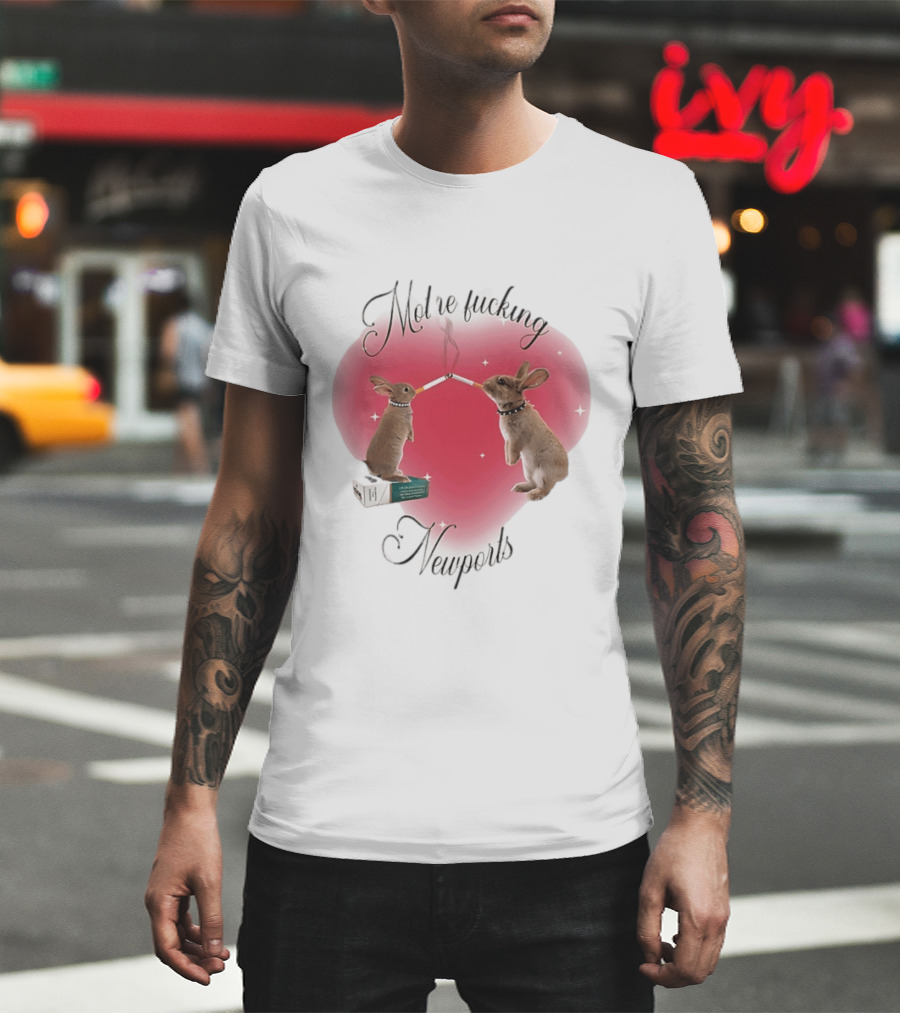 Motherfucking Newports Rabbits Smoking Cigarettes T-Shirt