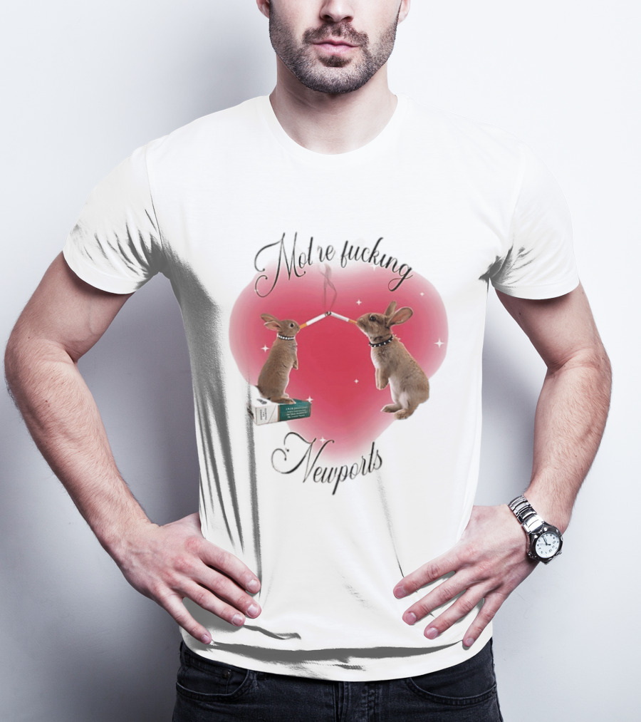 Motherfucking Newports Rabbits Smoking Cigarettes T-Shirt