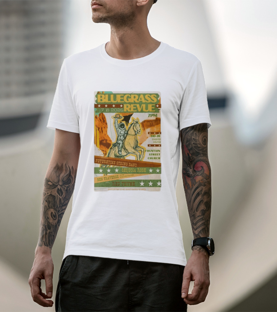 Bluegrass Revue Grand Rapids MI July 18 2026 Futuretime String Band Sequoia Rose Red Thyme T-Shirt