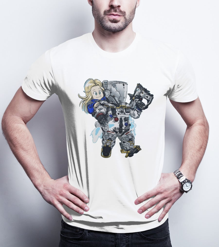 Android 18 Chibi And Titanfall Pilot Fusion Dragon Ball Z T-Shirt
