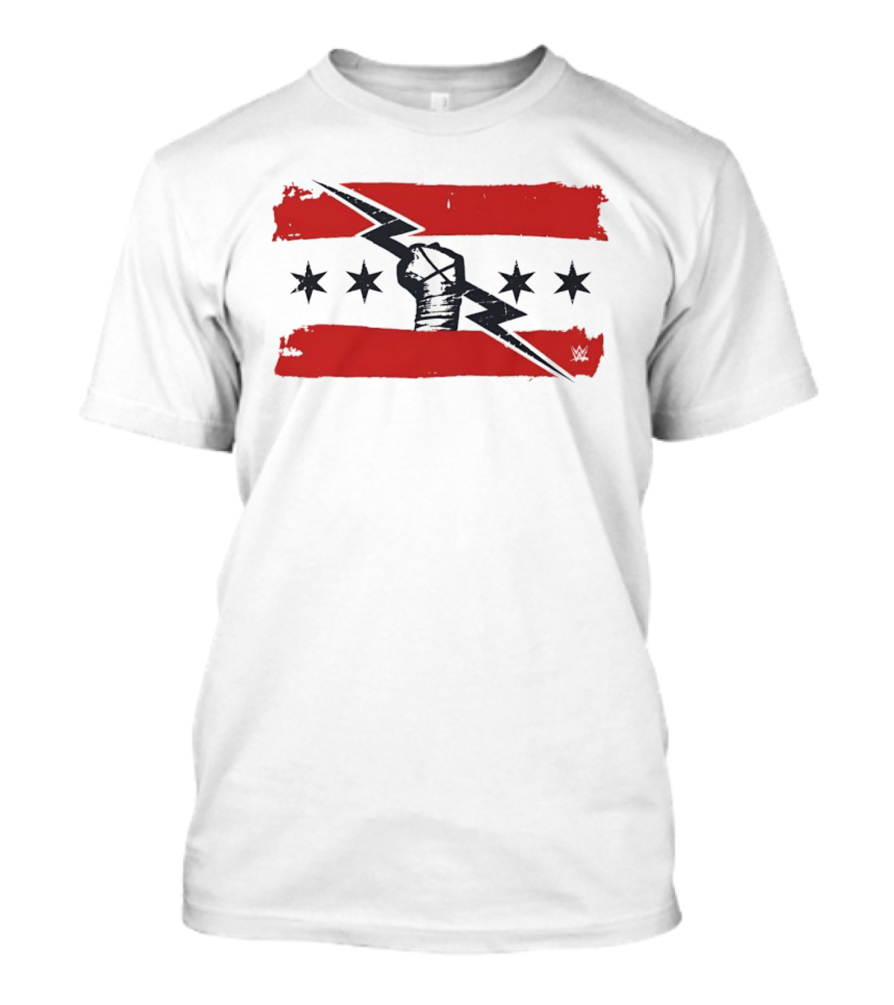 CM Punk Chicago Flag Fist Lightning Bolt Stars T-Shirt
