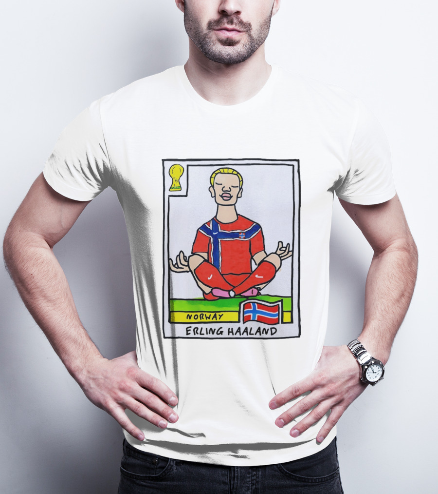 Erling Haaland Norway Soccer Meditation Cartoon Norway Flag T-Shirt