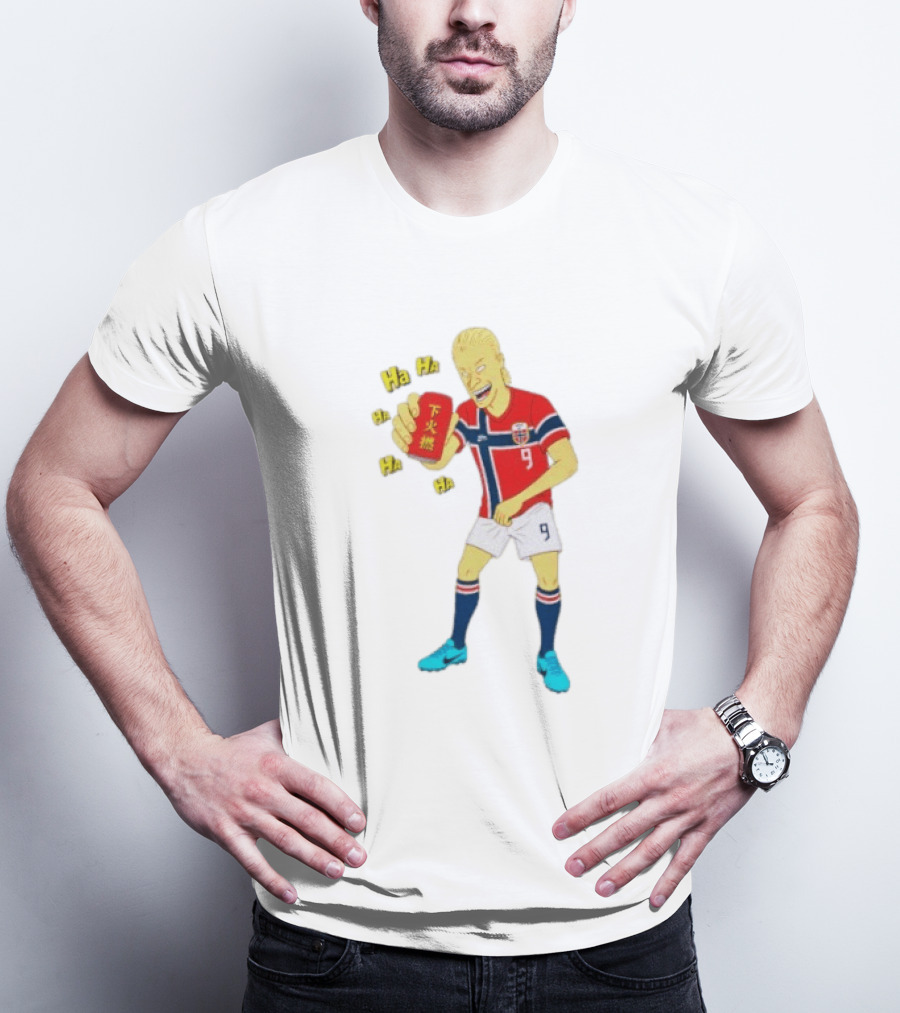 Erling Haaland Norway No 9 Laughing Cartoon Style Bootleg T-Shirt