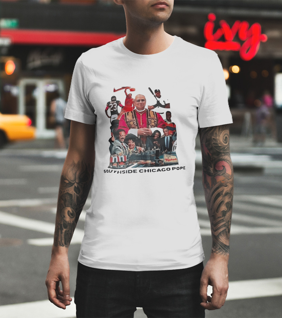 Southside Chicago Pope Michael Jordan Barack Obama City Collage T-Shirt