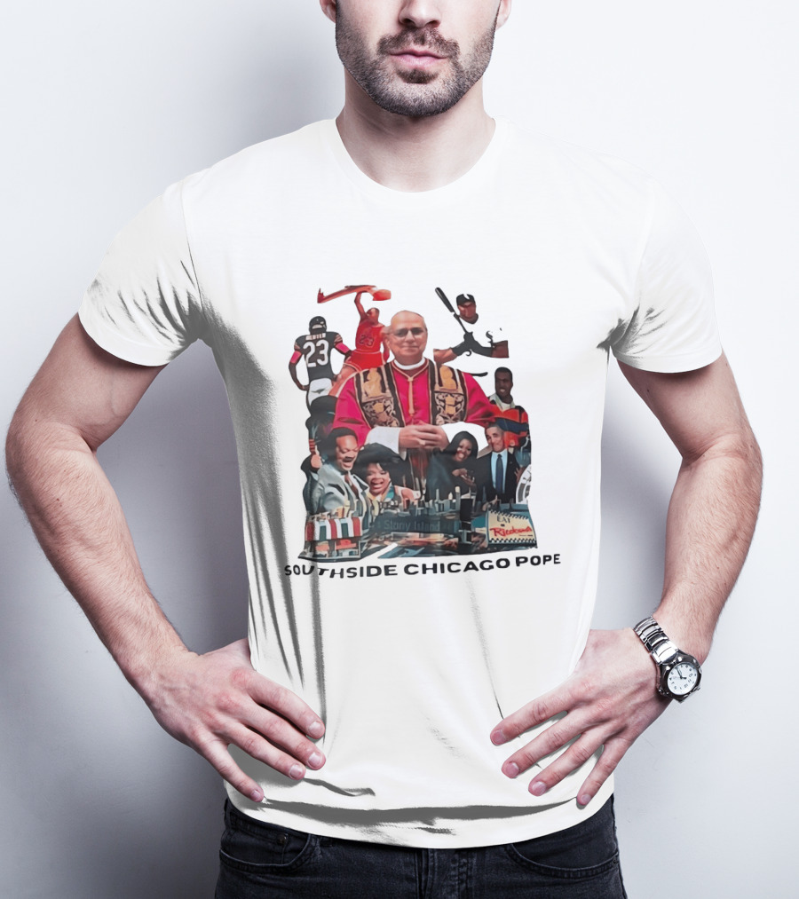 Southside Chicago Pope Michael Jordan Barack Obama City Collage T-Shirt