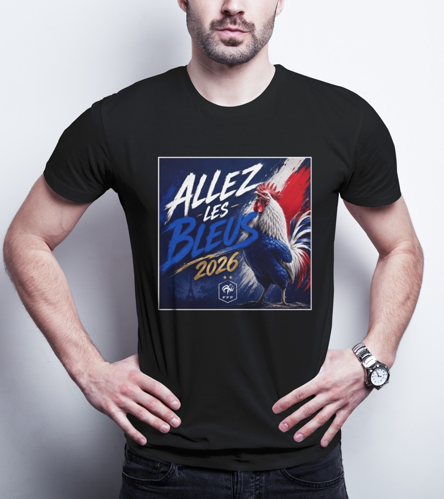 Allez Les Bleus 2026 FFF French Rooster Eiffel Tower T-Shirt