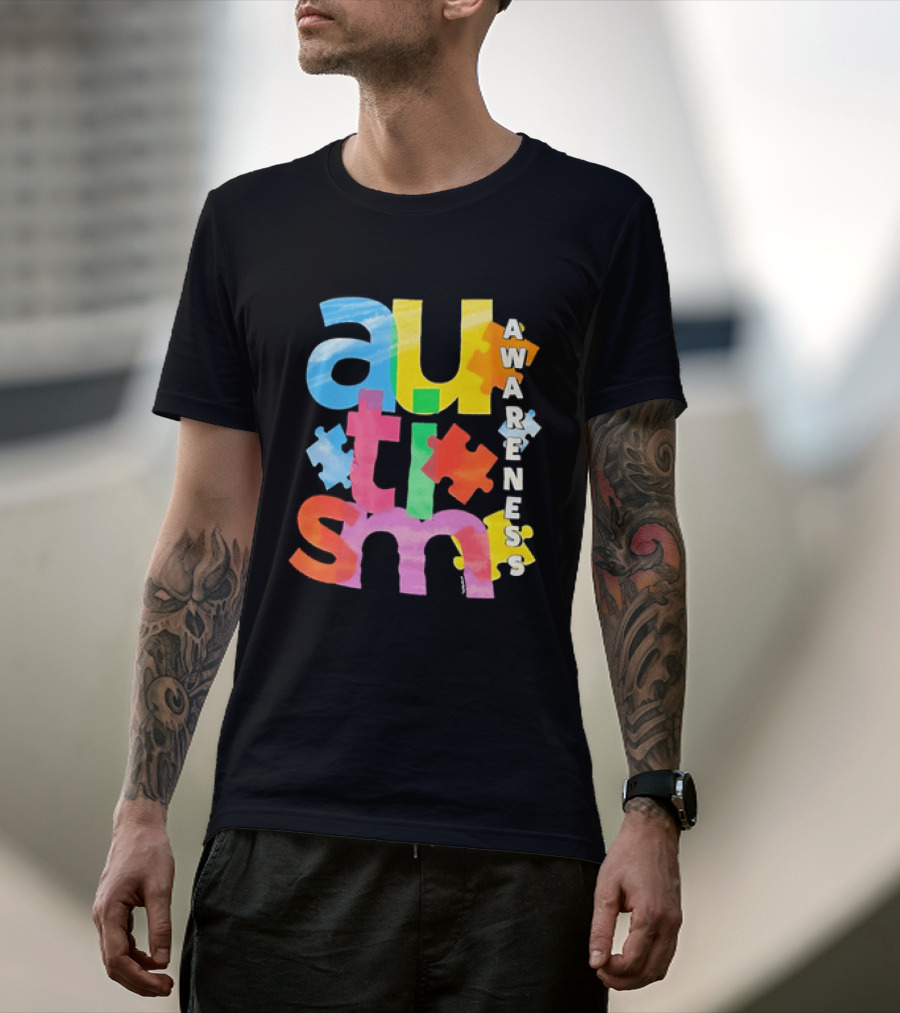 Autism Awareness Puzzle Colorful Letters And Pieces T-Shirt