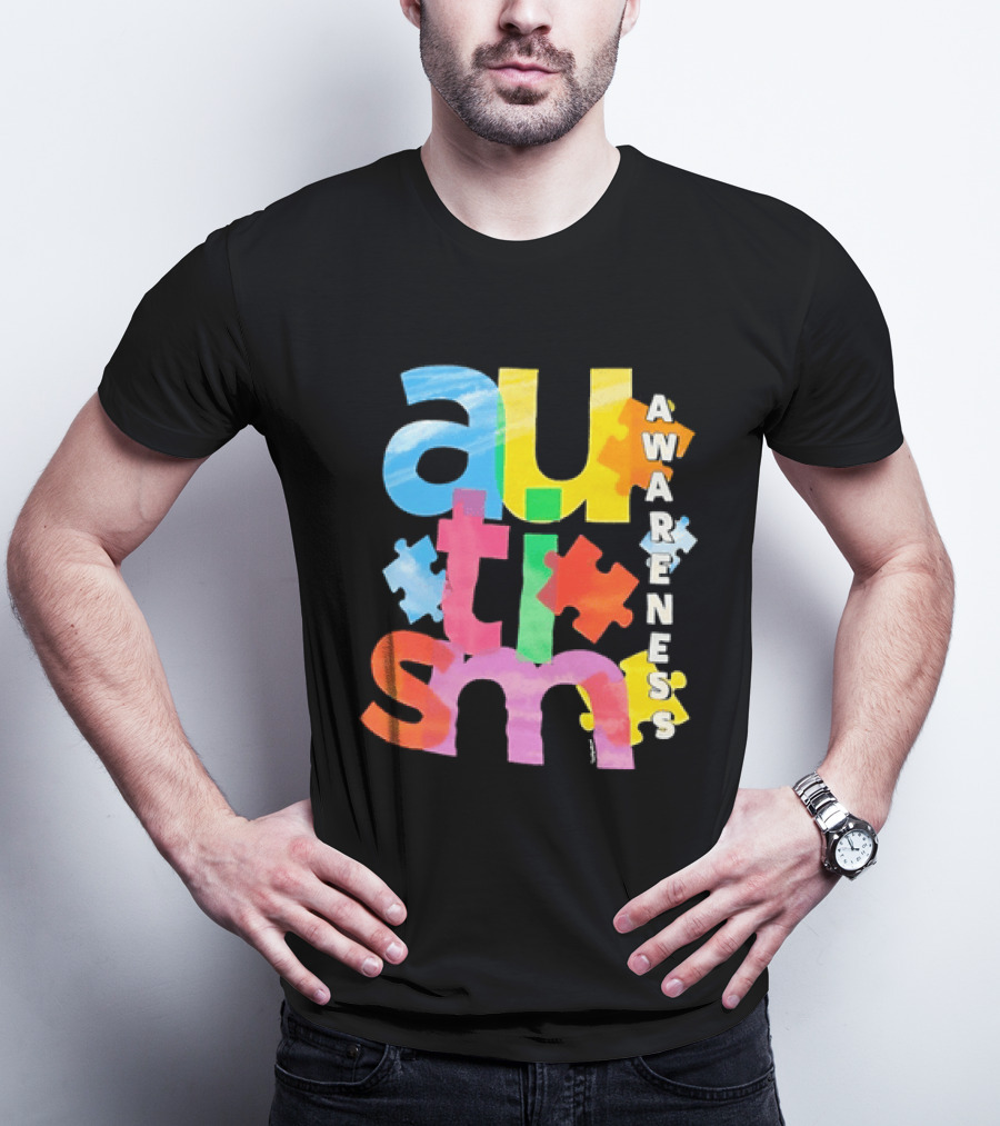 Autism Awareness Puzzle Colorful Letters And Pieces T-Shirt