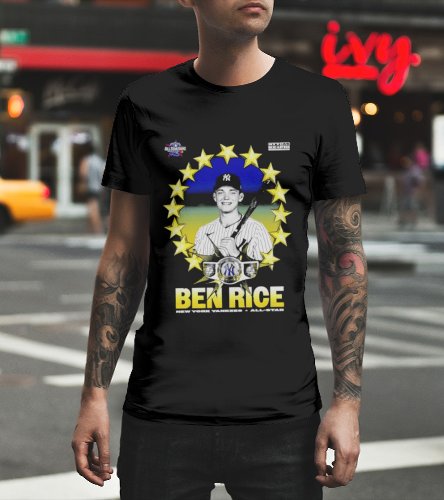 Ben Rice New York Yankees All Star Baseball Player MLB Stars T-Shirt