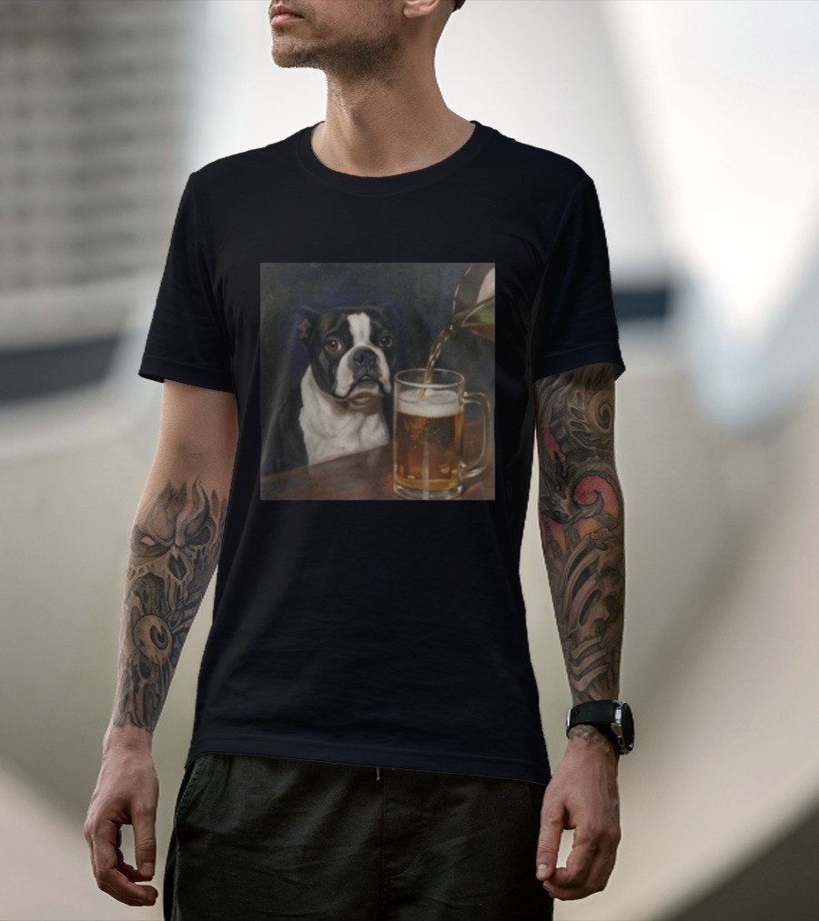 Boston Terrier Drinking Beer T-Shirt