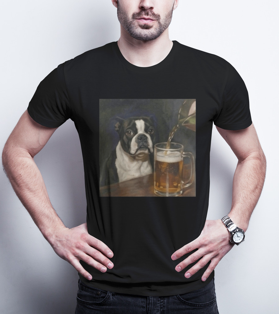 Boston Terrier Drinking Beer T-Shirt