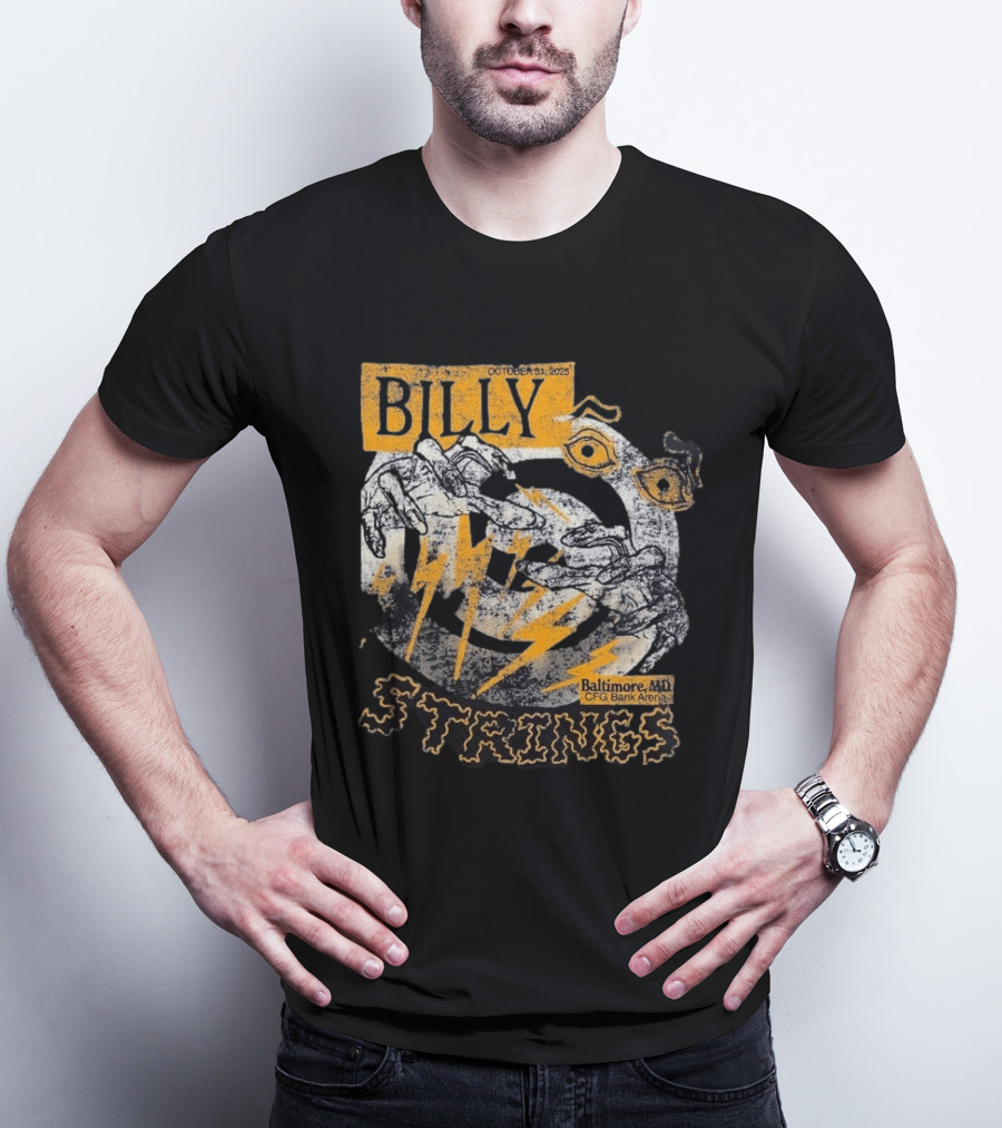 Billy Strings October 31 2023 Baltimore MD CFG Bank Arena Spooky Lightning And Hands T-Shirt