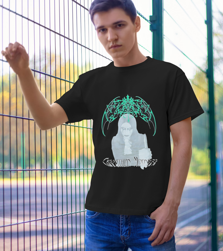 Carpathian Moonrise Hooded Figure With Knife Metal Band T-Shirt