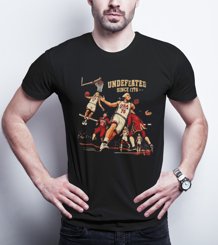 Undefeated Since 1776 George Washington USA Basketball American Revolutionary T-Shirt
