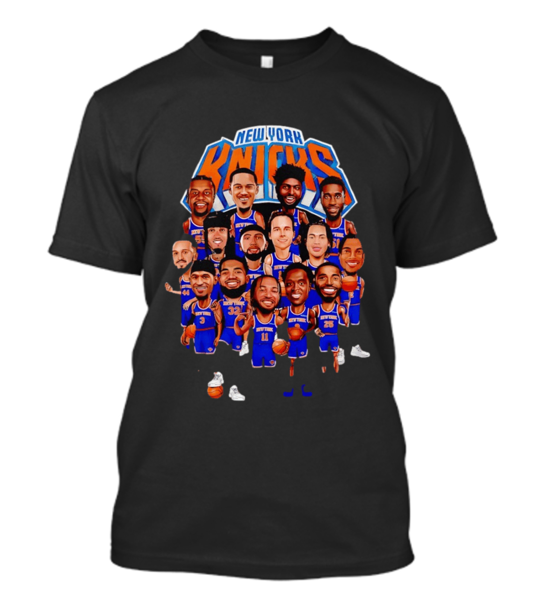 New York Knicks NBA Caricature Roster Jalen Brunson Karl Anthony Towns T-Shirt
