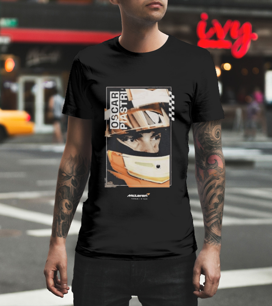 Oscar Piastri McLaren Driver Helmet Art Racing Fan T-Shirt