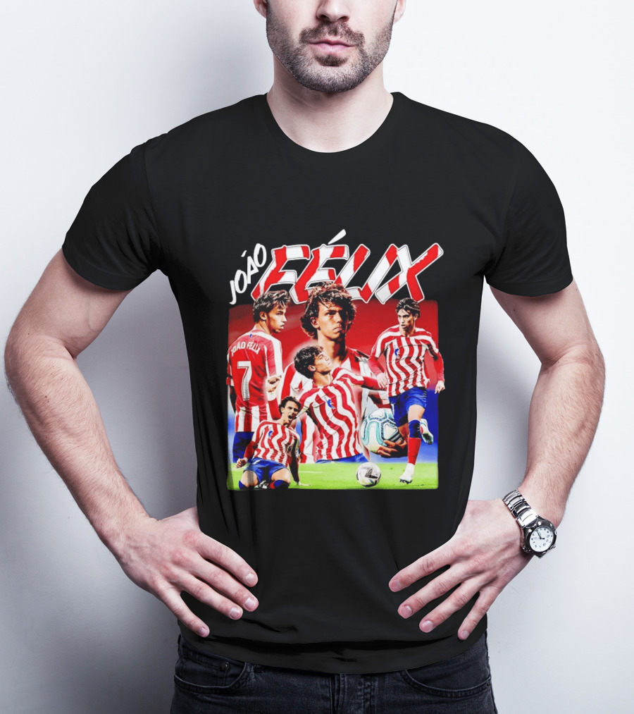 Joao Felix Atletico Madrid Number 7 Soccer Star Collage T-Shirt