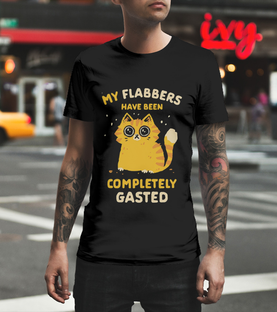 Shocked Cartoon Cat My Flabbers Have Been Completely Gasted T-Shirt