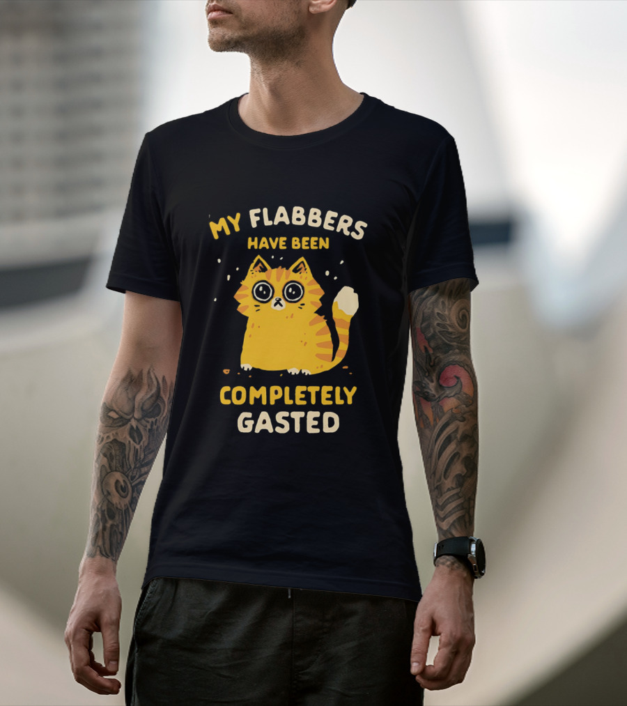 Shocked Cartoon Cat My Flabbers Have Been Completely Gasted T-Shirt