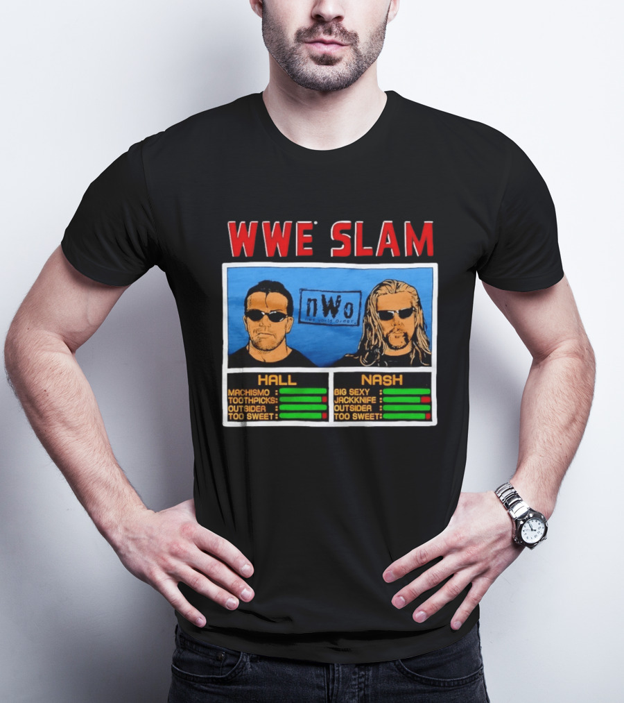 WWE Slam NWo Scott Hall Kevin Nash Outsider Too Sweet Machismo Big Sexy Jackknife T-Shirt