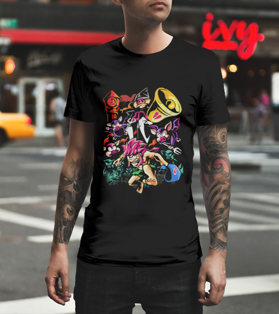 I Was Made For Biting You Pig Demon Tower Chrono Kid Bats And Horns T-Shirt