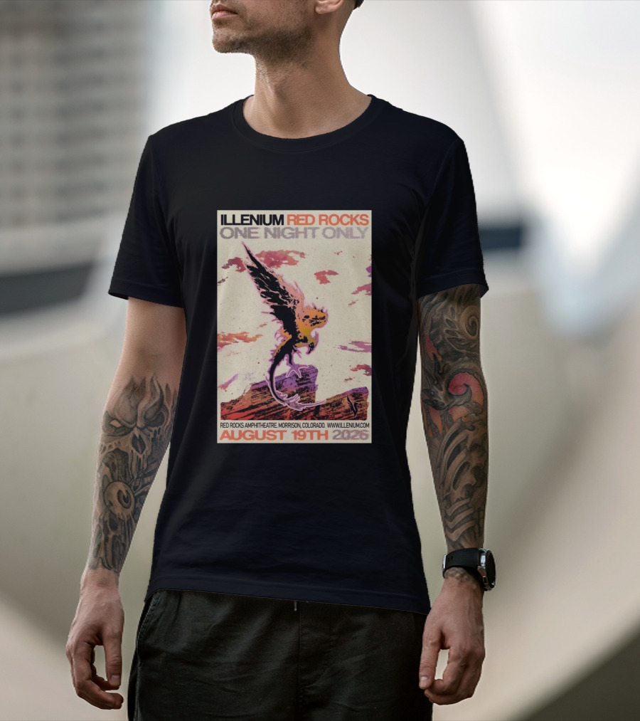 Illenium Red Rocks One Night Only August 19th 2026 Red Rocks Amphitheatre Morrison Colorado Www.illenium.com T-Shirt