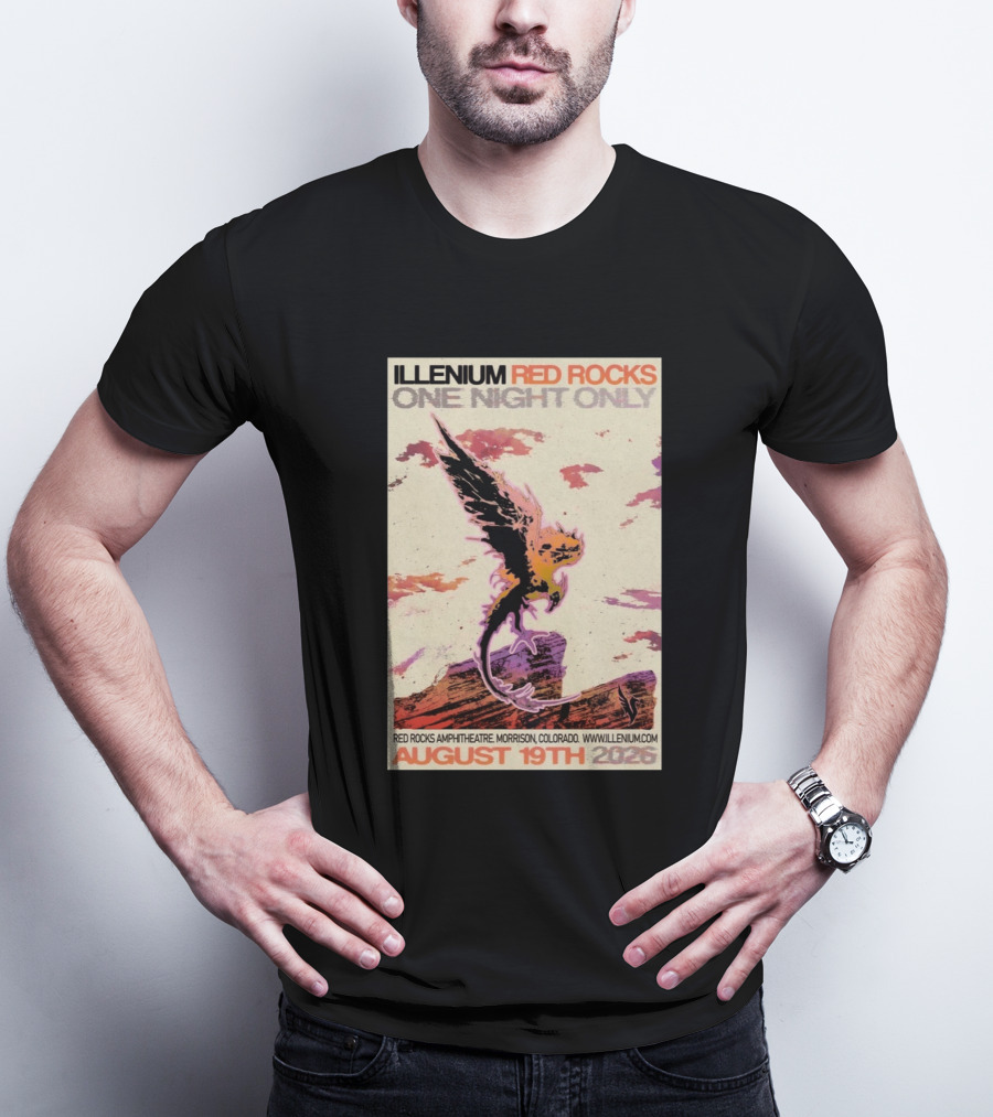 Illenium Red Rocks One Night Only August 19th 2026 Red Rocks Amphitheatre Morrison Colorado Www.illenium.com T-Shirt