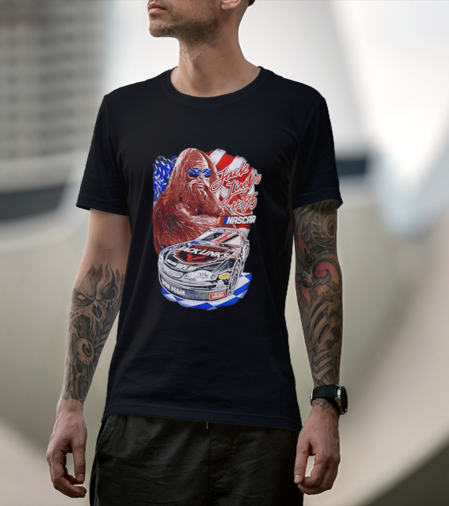 Jack Link's Bigfoot #85 NASCAR American Flag Non Vegan T-Shirt