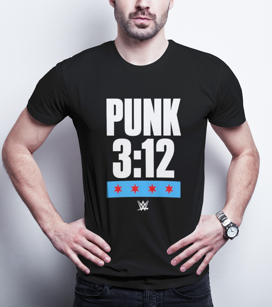 Punk 3 12 WWE CM Punk Wrestling Star Logo Four Red Stars T-Shirt