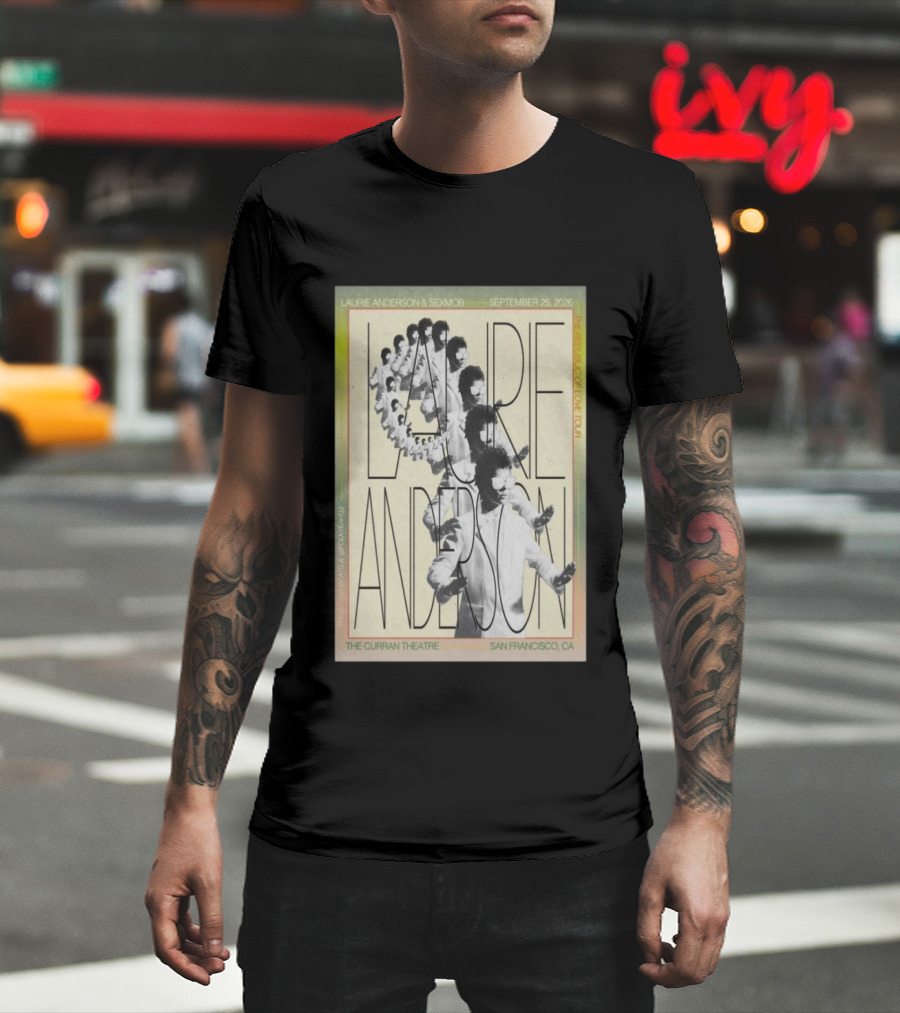Laurie Anderson Curran Theatre September 25 2026 San Francisco Vaporwave Block Of Love Tour Sexmob T-Shirt