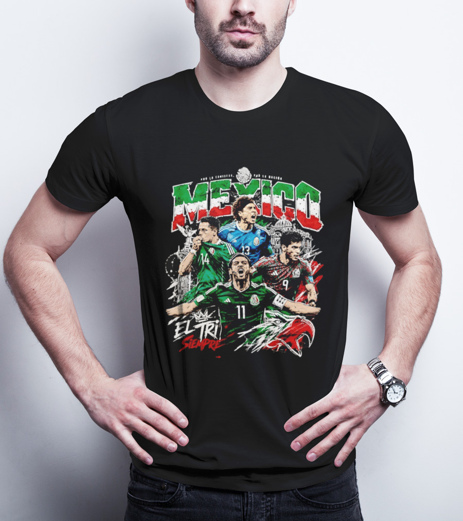 Mexico El Tri Siempre Soccer Players 14 13 9 11 Mexican Flag T-Shirt