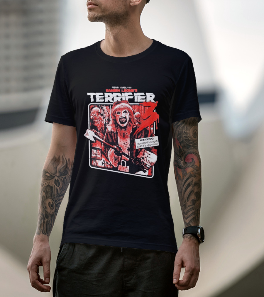 Damien Leone's Terrifier 3 Prepare Yourself Unrated Warning Graphic Violence T-Shirt