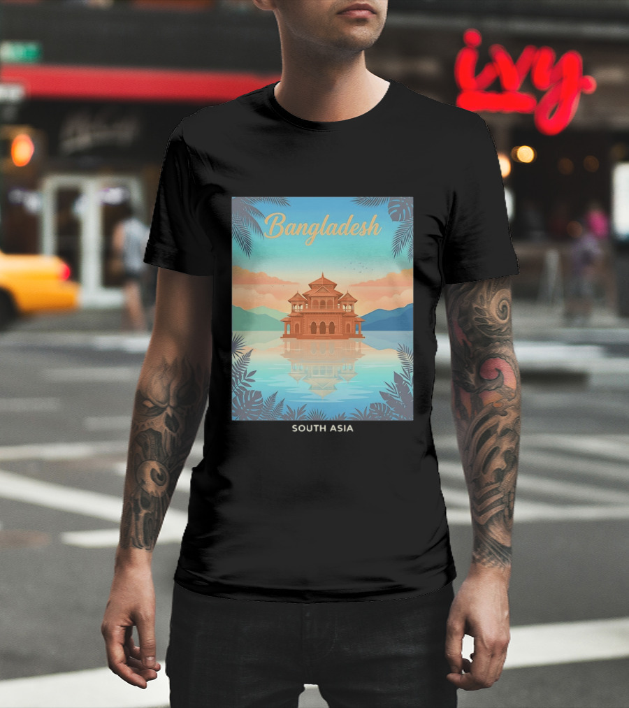 Bangladesh South Asia Travel Mosque On Water T-Shirt