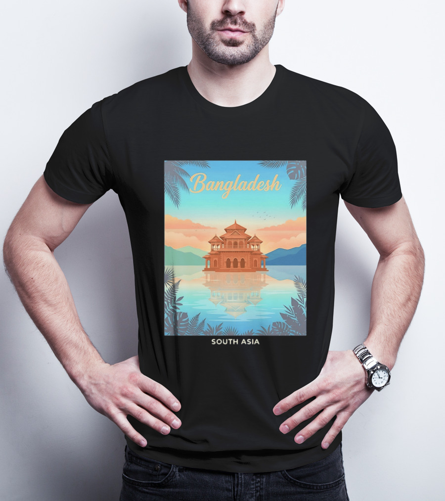 Bangladesh South Asia Travel Mosque On Water T-Shirt
